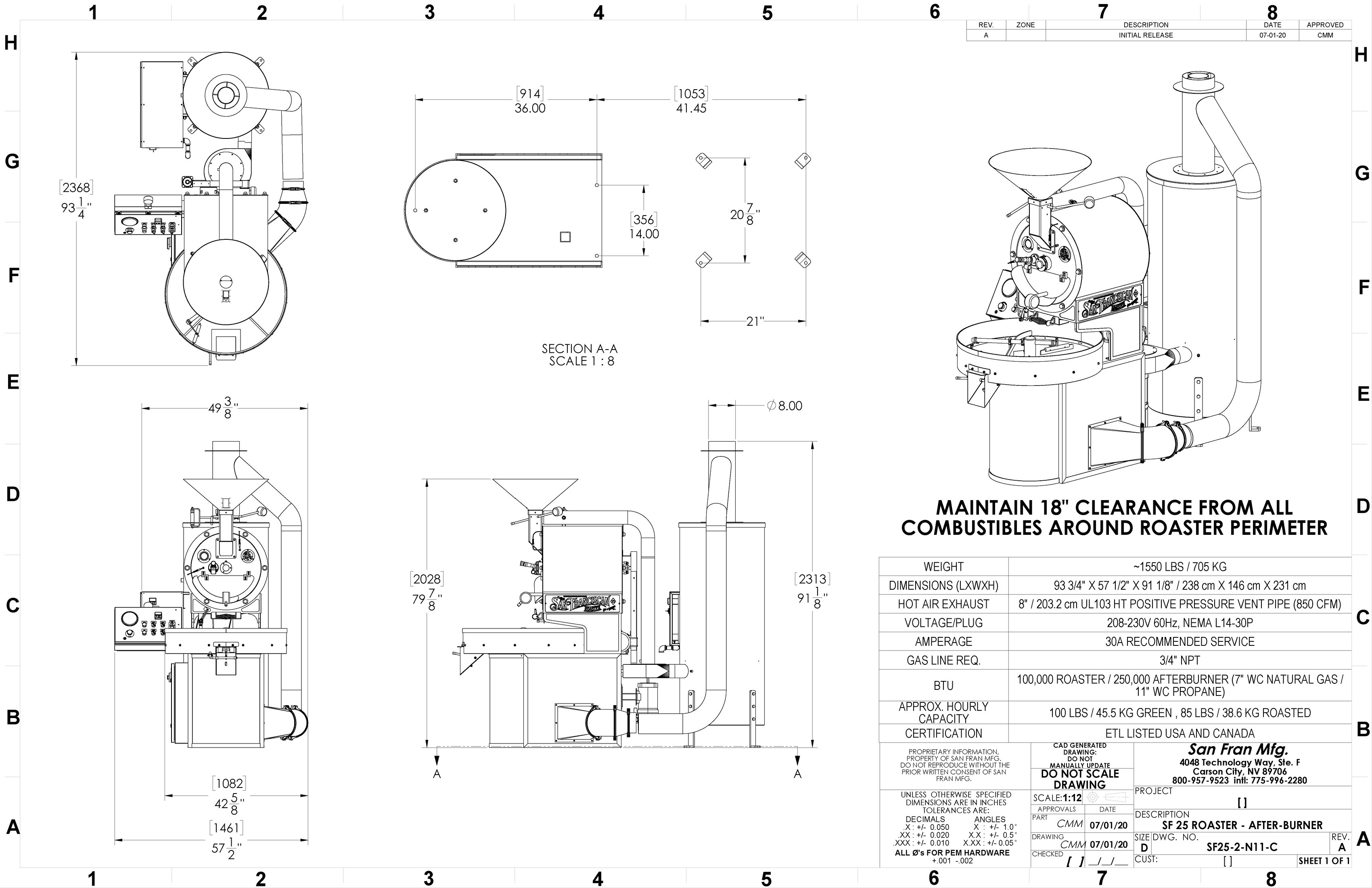The SF-25 | Our 25 lbs/12 kgs Coffee Roaster | Handmade Roaster